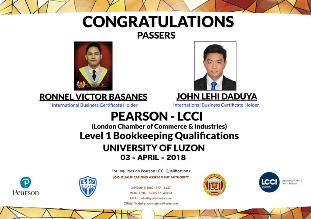 Congratulations, Pearson LCCI International Certificate Holders! - LGIS ... Congratulations, Pearson LCCI International Certificate Holders! - LGIS ...
